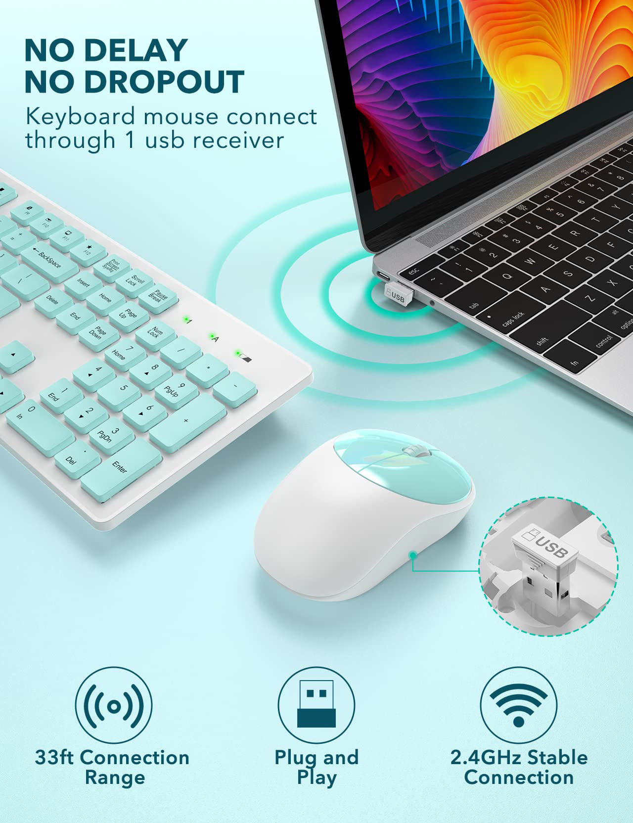 Getuscart Wireless Keyboard And Mouse Wisfox Full Size Wireless Mouse And Keyboard Combo 2