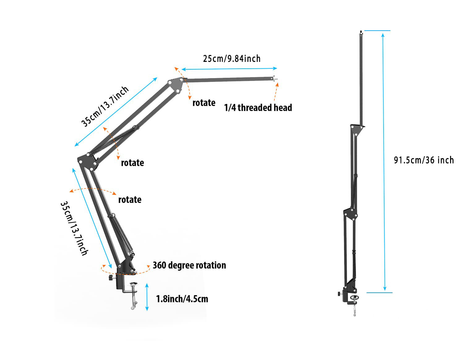 GetUSCart- Pozliv Long Overhead Tripod Mount for iPhone Webcam Ring ...