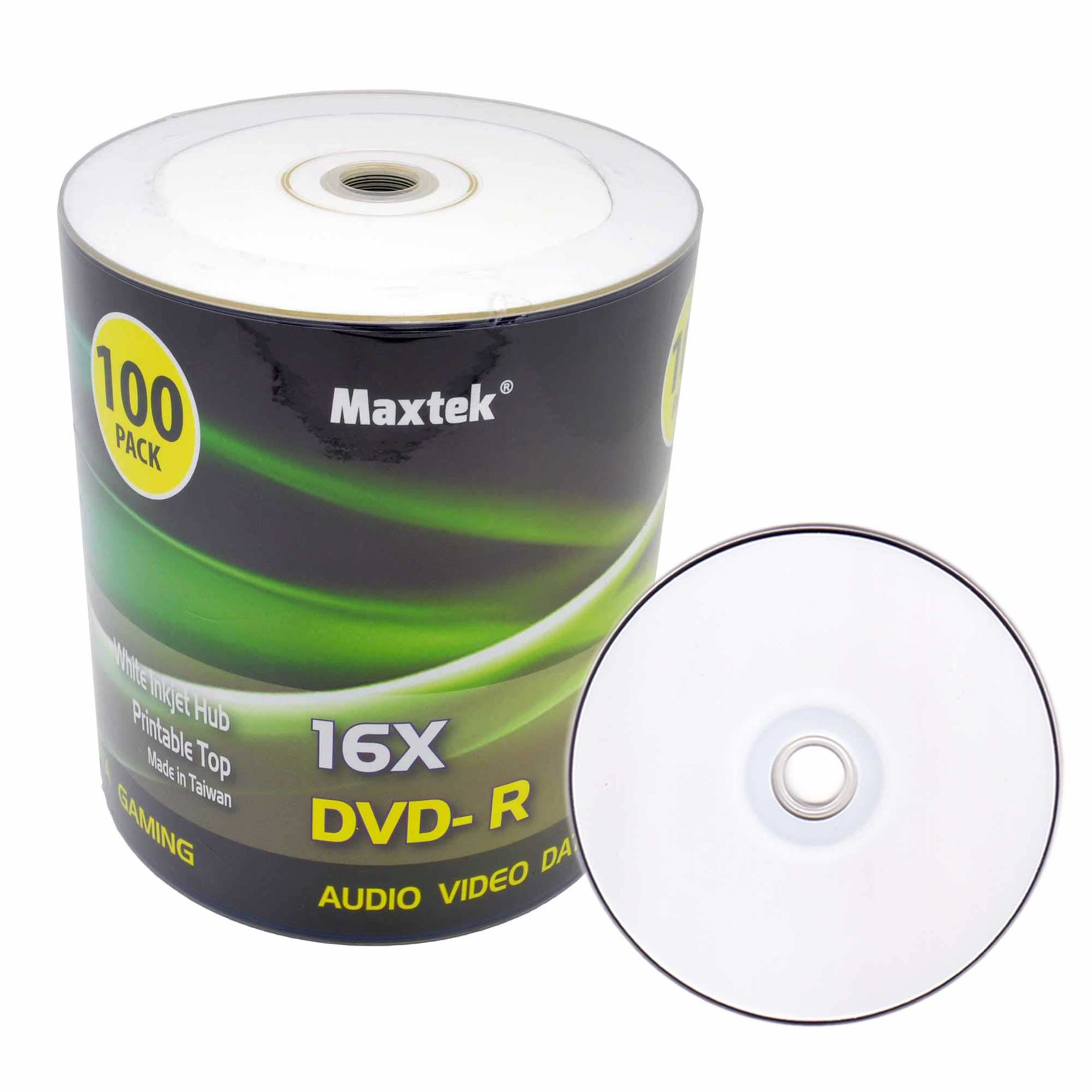 GetUSCart- Maxtek Premium Grade White Inkjet HUB Printable DVD-R DVDR 16x Blank Disc, 4.7GB ...