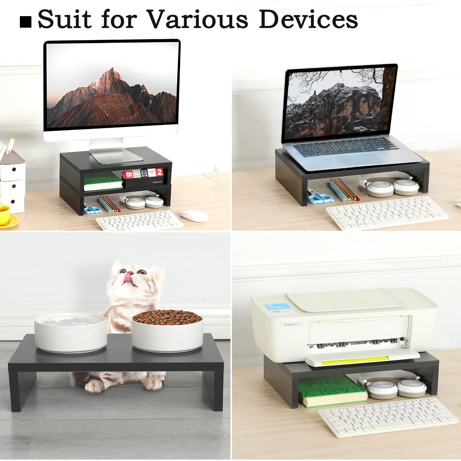 GetUSCart- TEAMIX Wood Monitor Stand Riser-2 Pack, 2 Tier Adjustable ...