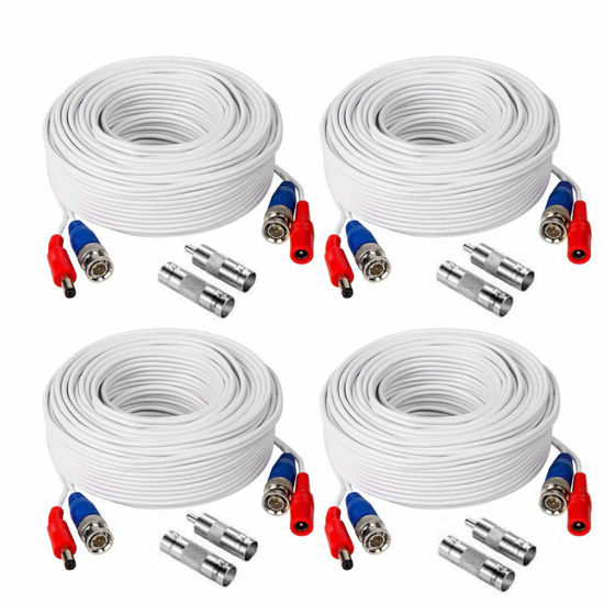 GetUSCart- TYUMEN 4 Pack 100FT (30.5 Meters, White) All-in-One BNC ...