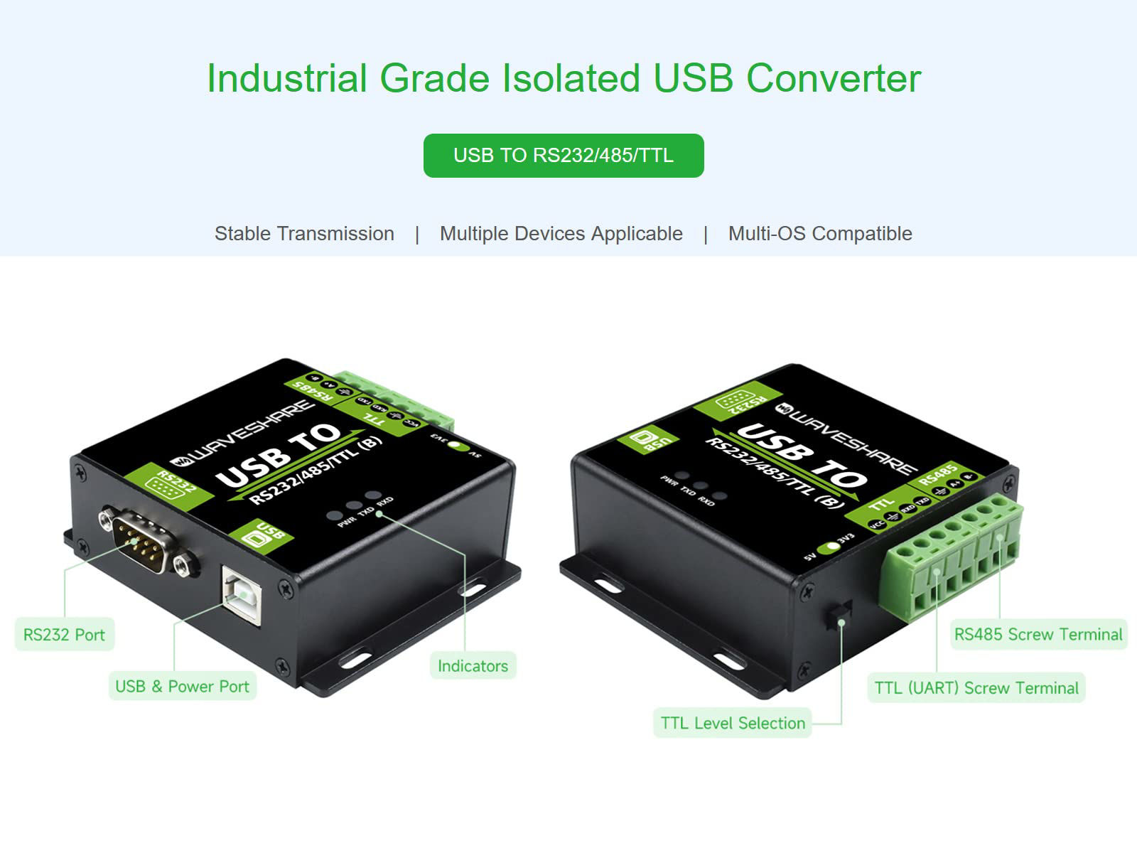GetUSCart- USB to RS485/RS232/TTL Converter Industrial Digital Isolated ...