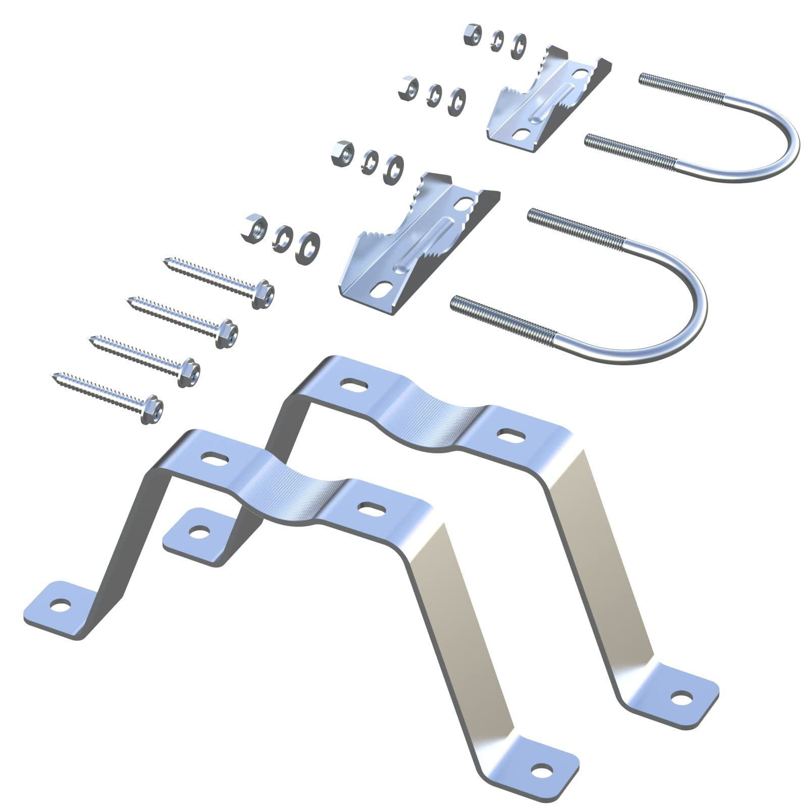 GetUSCart- Aimeboost 2 PCS Stainless Steel Antenna Mount Double Wall Mount Antenna Mast Clamp V ...