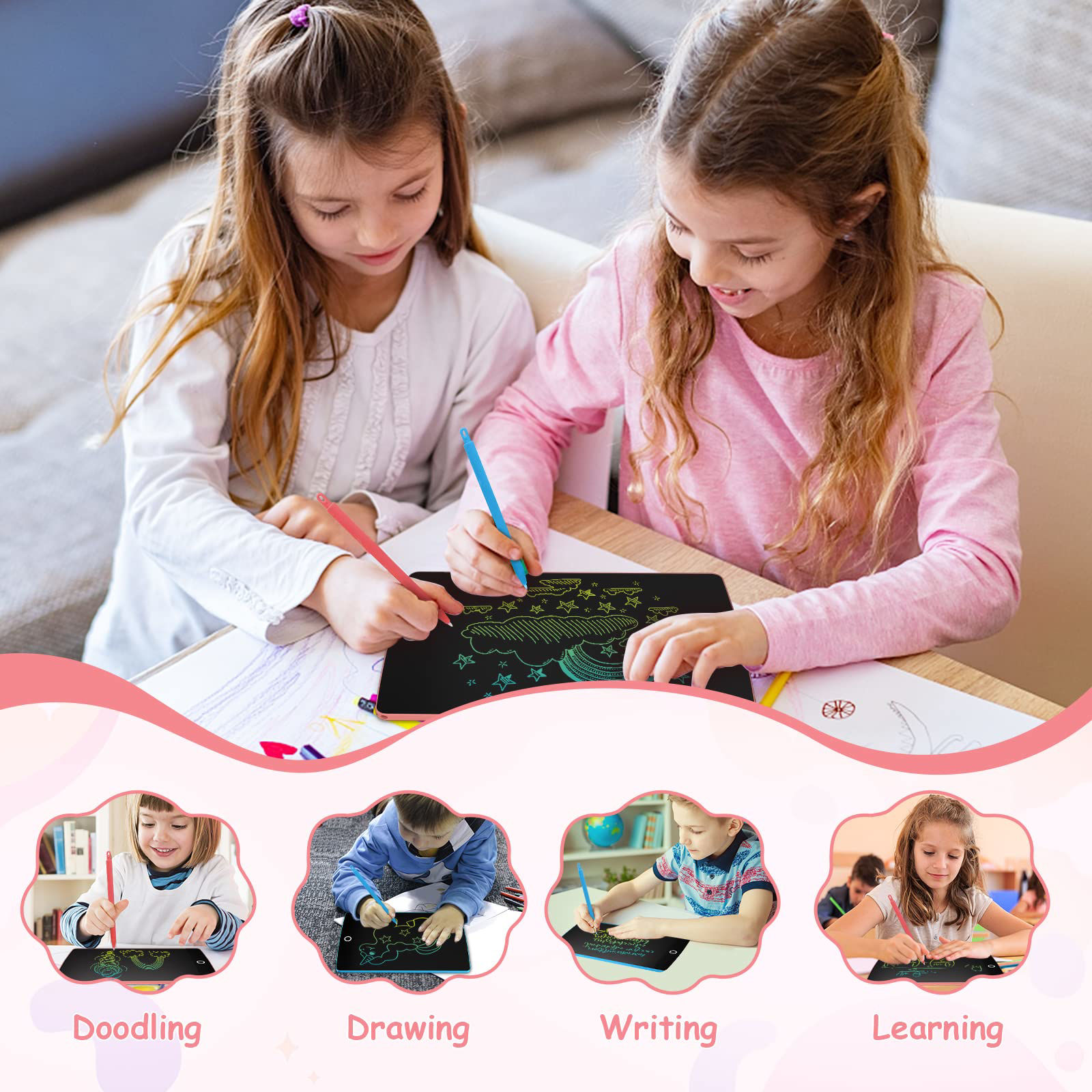GetUSCart- Kids Writing Tablet Doodle Board, Colorful Drawing Pad ...