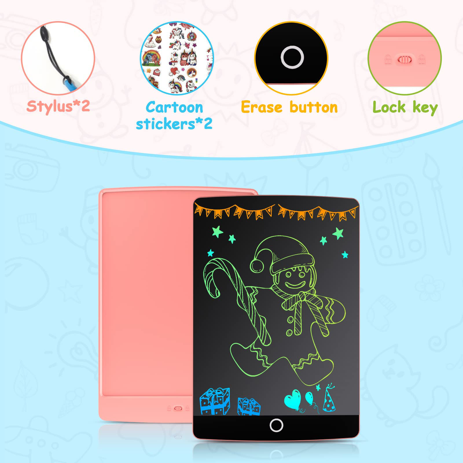 GetUSCart- Kids Writing Tablet Doodle Board, Colorful Drawing Pad ...