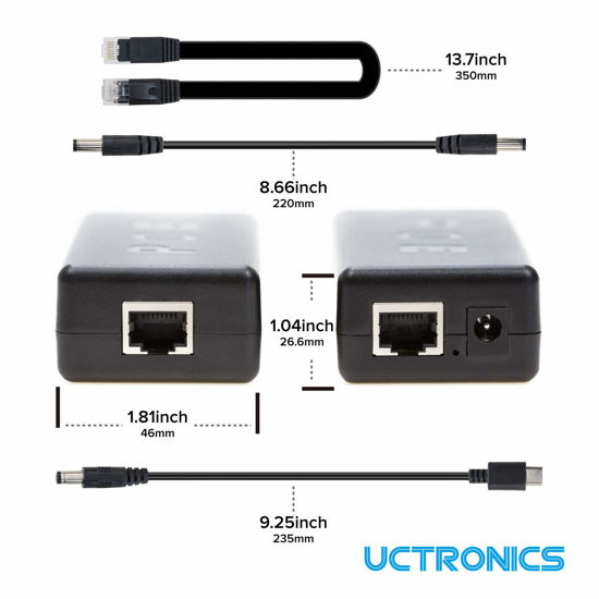 GetUSCart- UCTRONICS PoE Splitter 5V 4A for Raspberry Pi 4 and Jetson ...