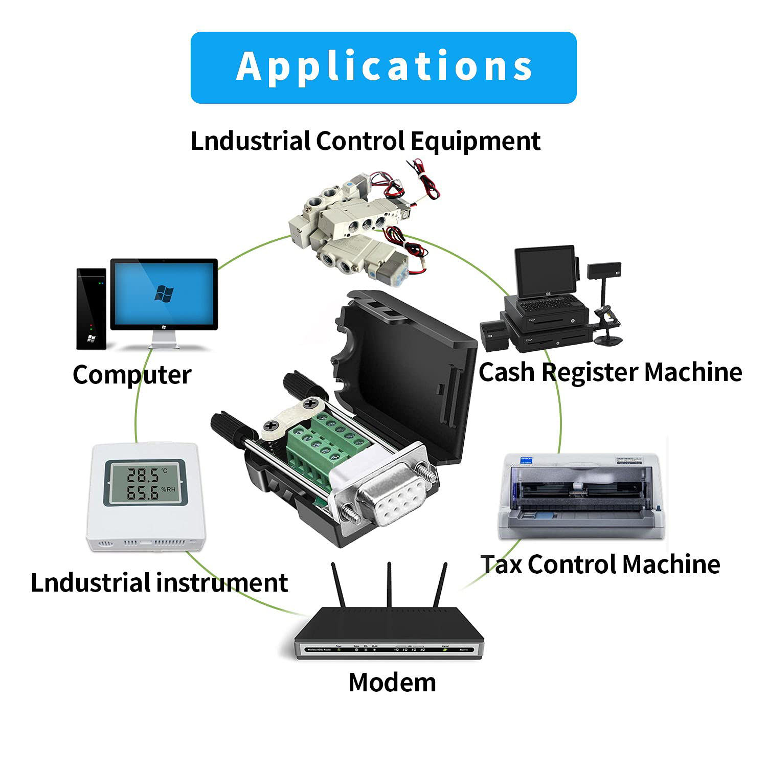 Getuscart Dafurui（4pcs Female） Db9 Female Connector，db9 Breakout Connector Solderless Rs232 D