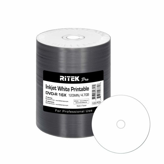 GetUSCart- 100 Pack Ritek Pro (Professional Grade) DVD-R 16X 4.7GB AZO Dye (MID MXL RG04) White ...