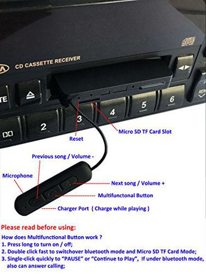 GetUSCart- iTape Cassette Adapter Car Bluetooth Audio Receiver Work ...