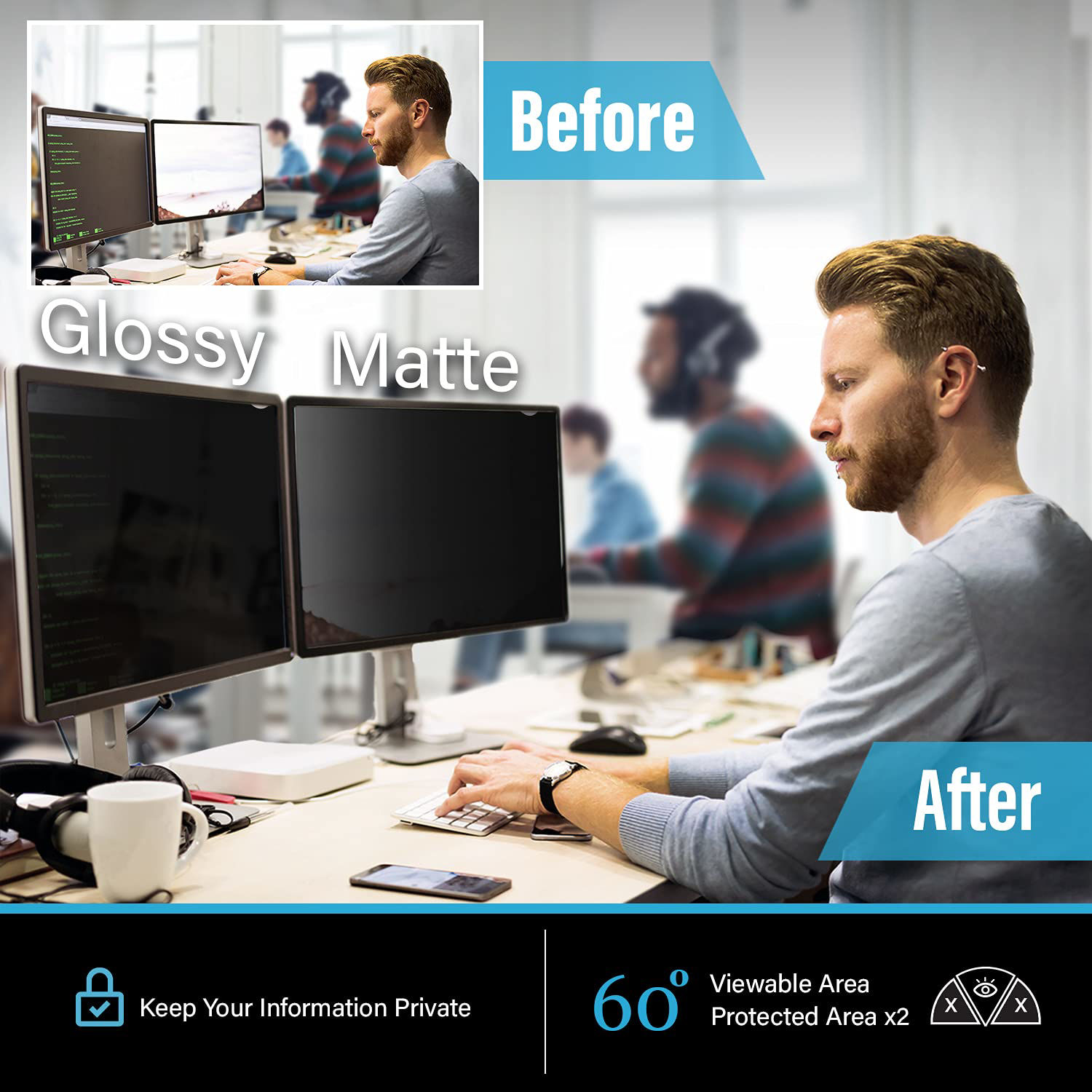 GetUSCart- Privacy Screen Filter for 17 Inches Computer Monitor with ...