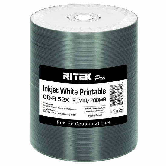 GetUSCart- 100 Pack Ritek Pro (Professional Grade) CD-R 52X 700MB White ...