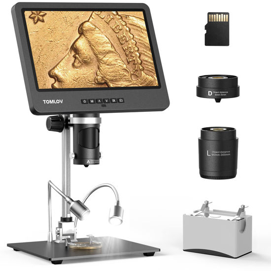GetUSCart- TOMLOV DM602 HDMI Digital Microscope with 3 Lens, 10.1 ...