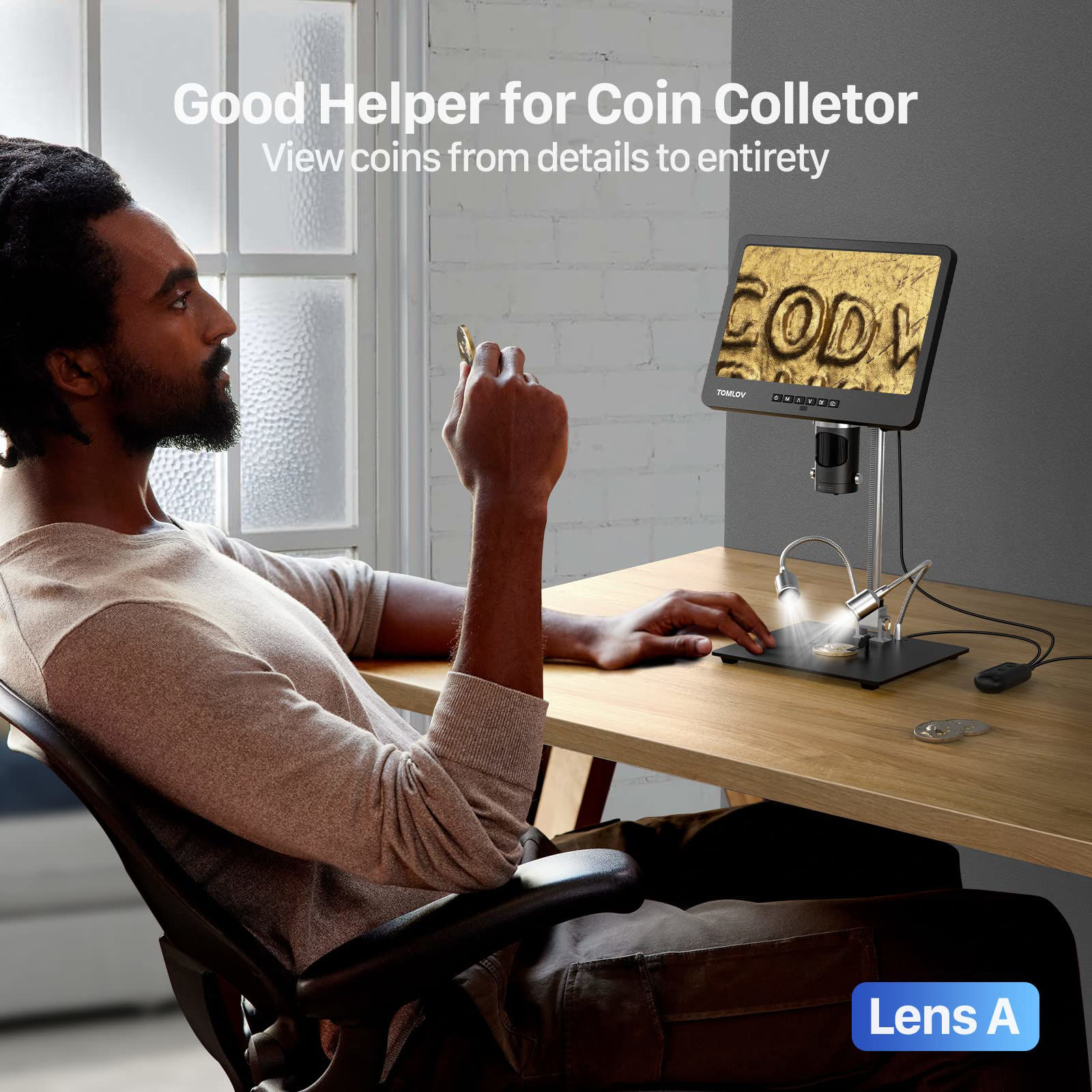 GetUSCart- TOMLOV DM602 HDMI Digital Microscope with 3 Lens, 10.1 ...