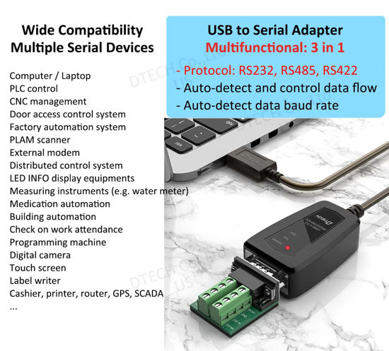 GetUSCart- DTech USB to Serial Adapter, RS422 RS485 R232 to USB Cable ...
