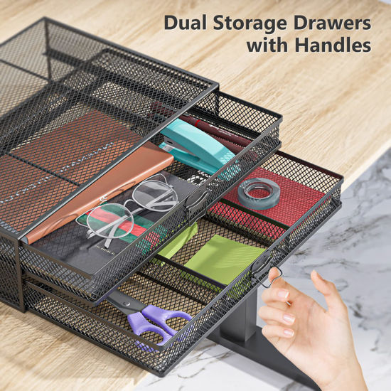 GetUSCart- WALI Metal Mesh Monitor Riser Desktop Stand with Storage ...