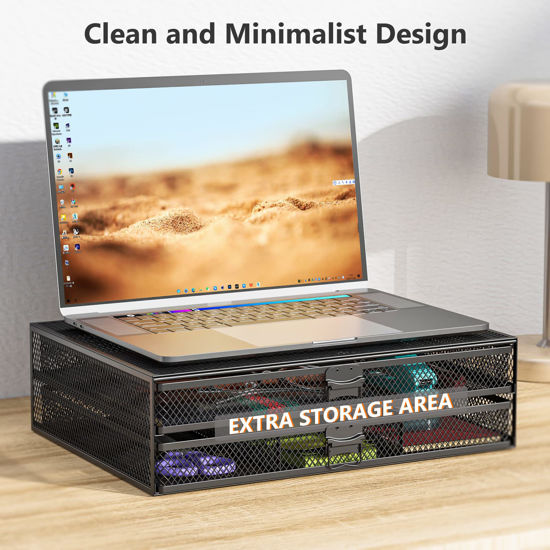 GetUSCart- WALI Metal Mesh Monitor Riser Desktop Stand with Storage ...