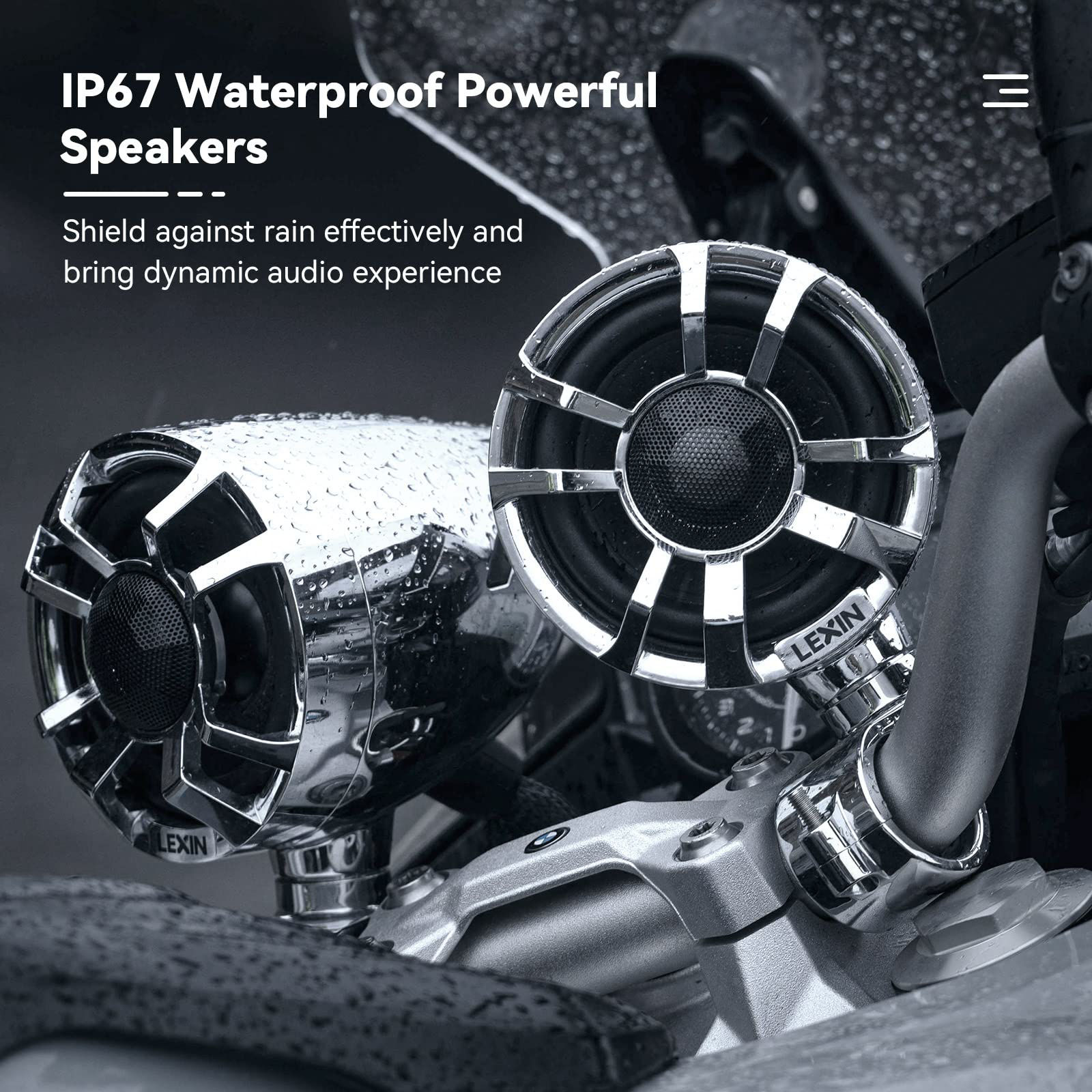 GetUSCart- LEXIN S35 Motorcycle Speakers Bluetooth Waterproof, 200W ...