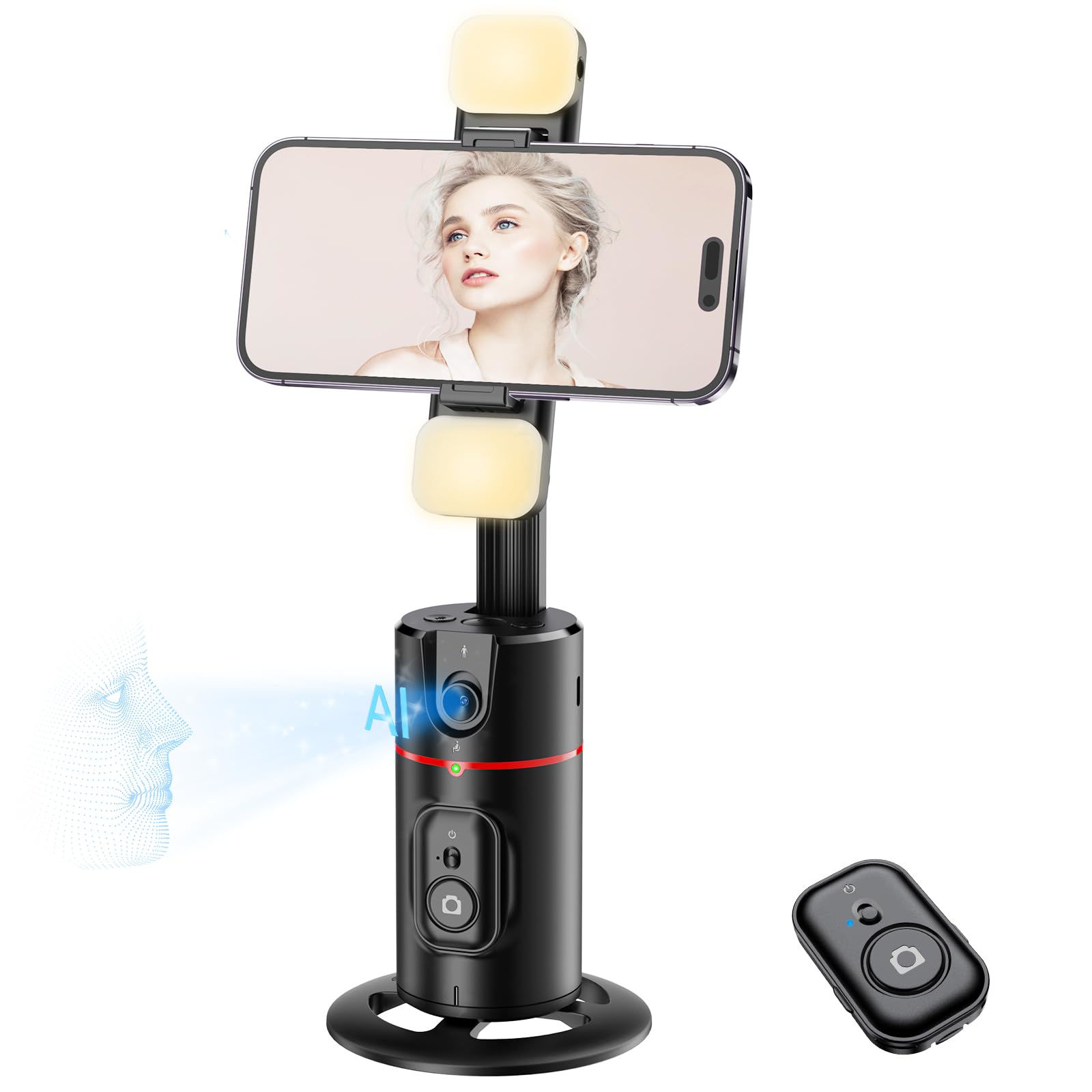 GetUSCart- Auto Face Tracking Tripod with Rechargeable Fill Light with 6 Levels of Brightness ...