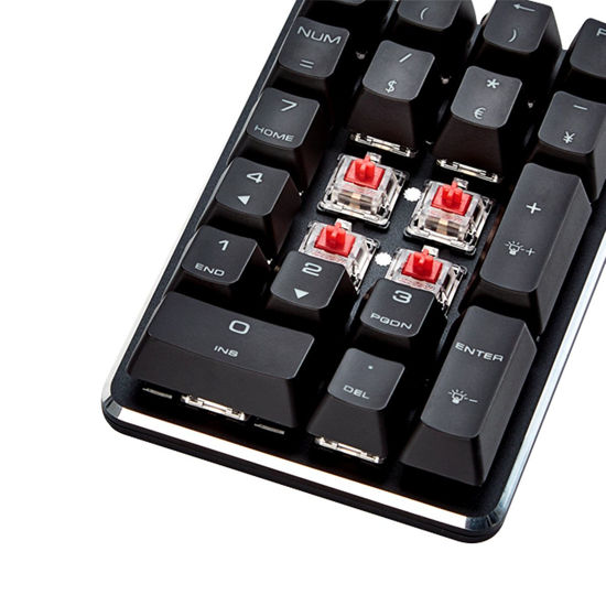 GetUSCart- Qisan Mechanical Numeric Keypad GATERON Red Switch Wired Ice Blue Backlight Gaming ...