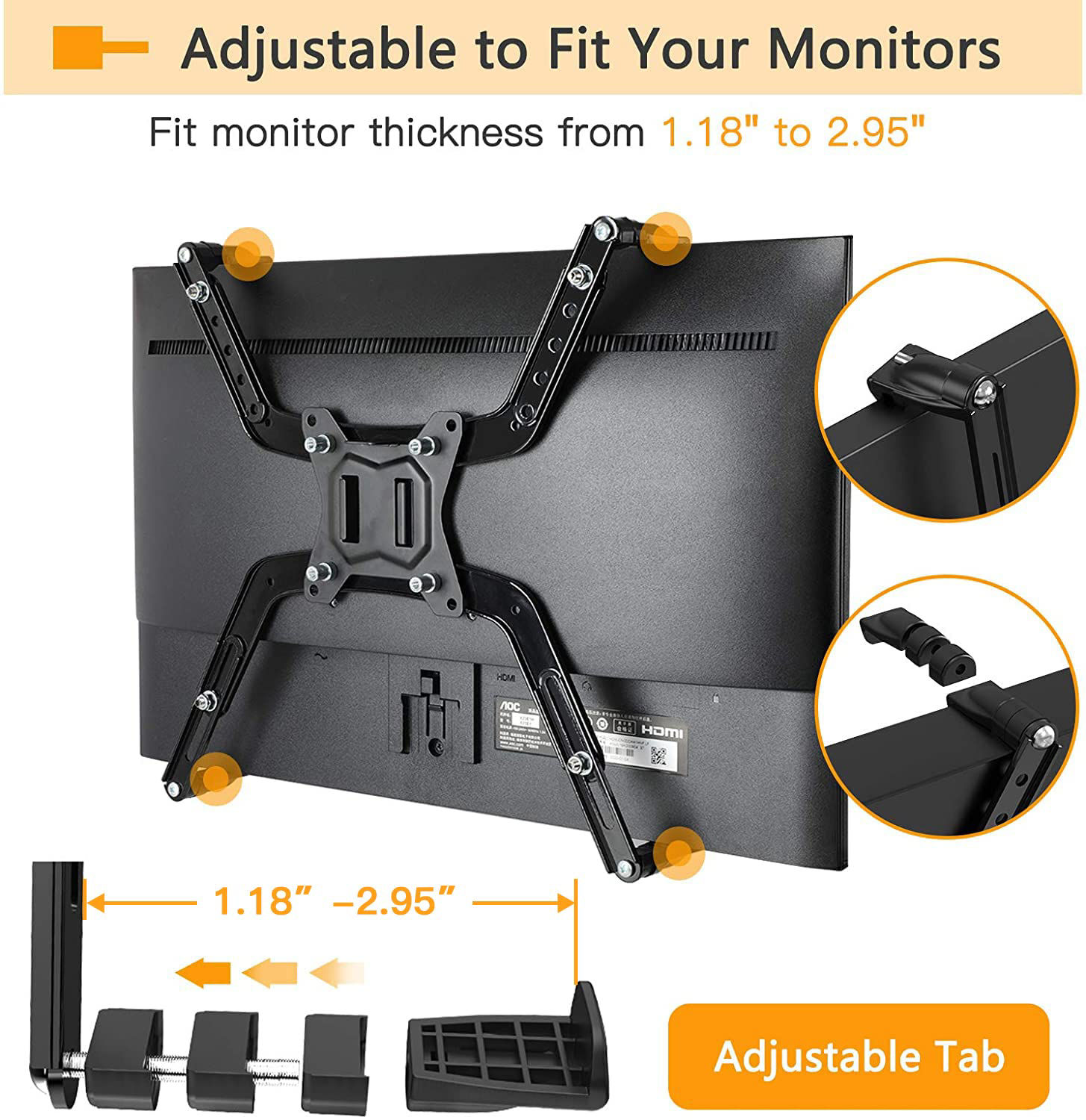 GetUSCart- ErGear VESA Mount Adapter, Universal Non-VESA Monitor Stand ...