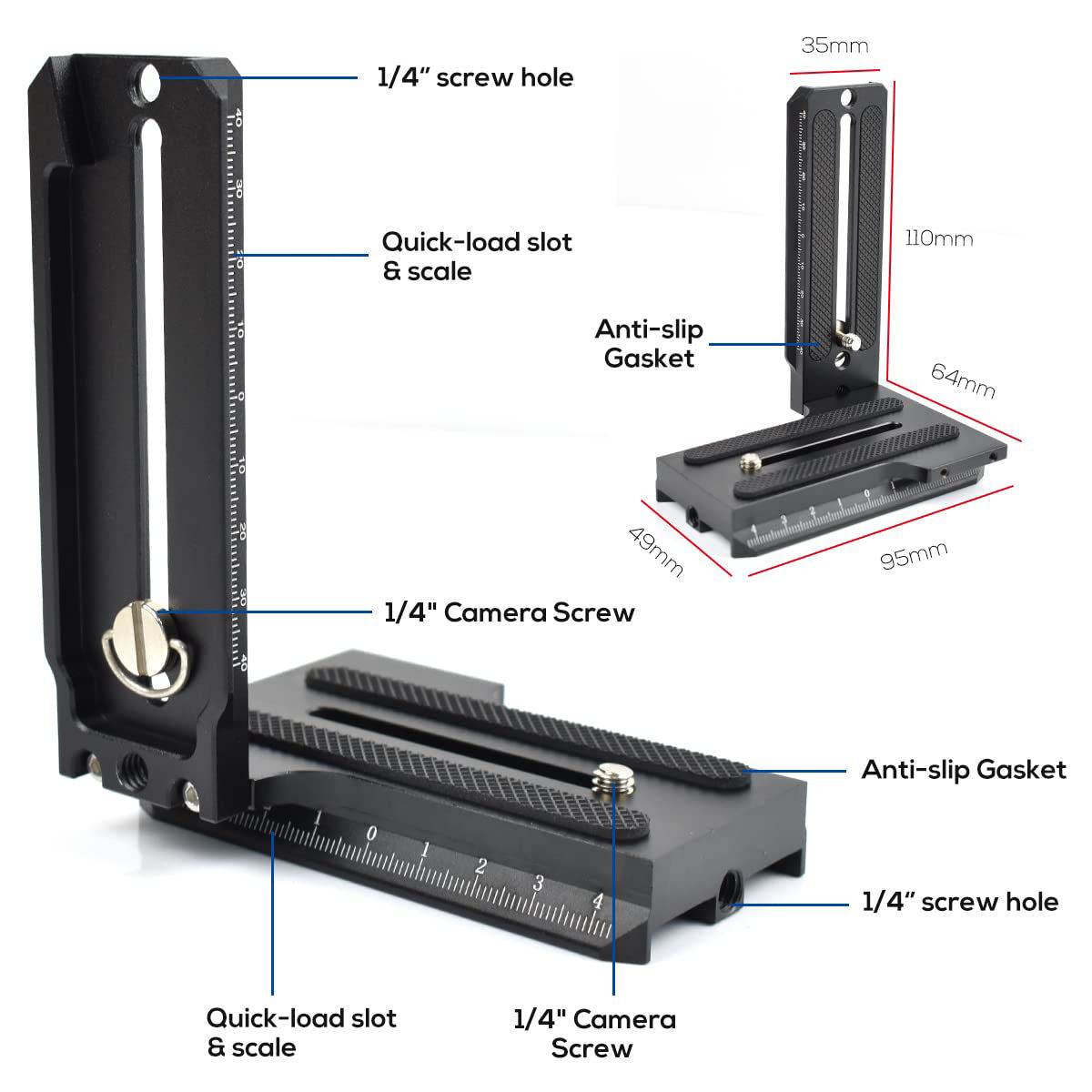 GetUSCart- EaxanPic Aluminum L Bracket Vertical Horizontal Switching ...