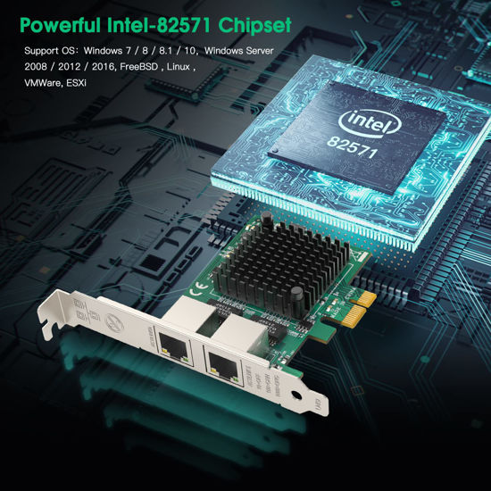 GetUSCart- 1G Gigabit Ethernet Converged Network Card, Dual RJ45 Port Server Network Card with ...