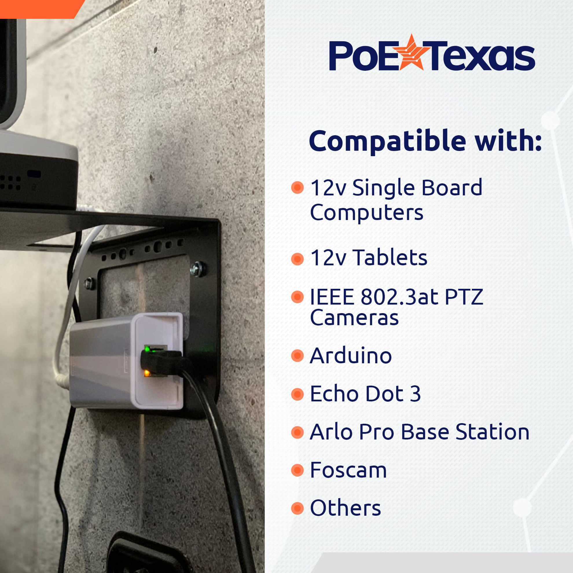 GetUSCart- PoE Texas 12 Volt PoE+ - IEEE 802.3at - Splitter Splits ...