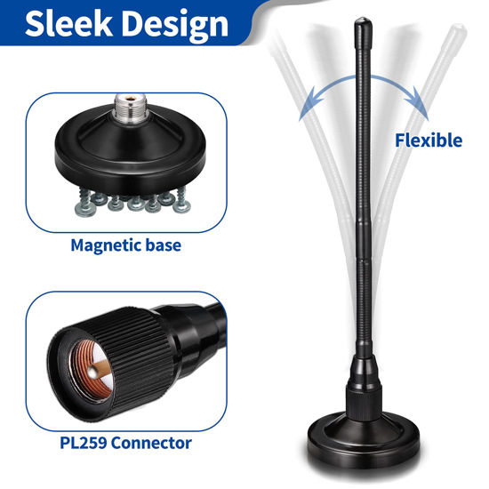 GetUSCart- Bingfu 27MHz CB Radio Antenna Magnetic Base Soft Whip PL259 ...