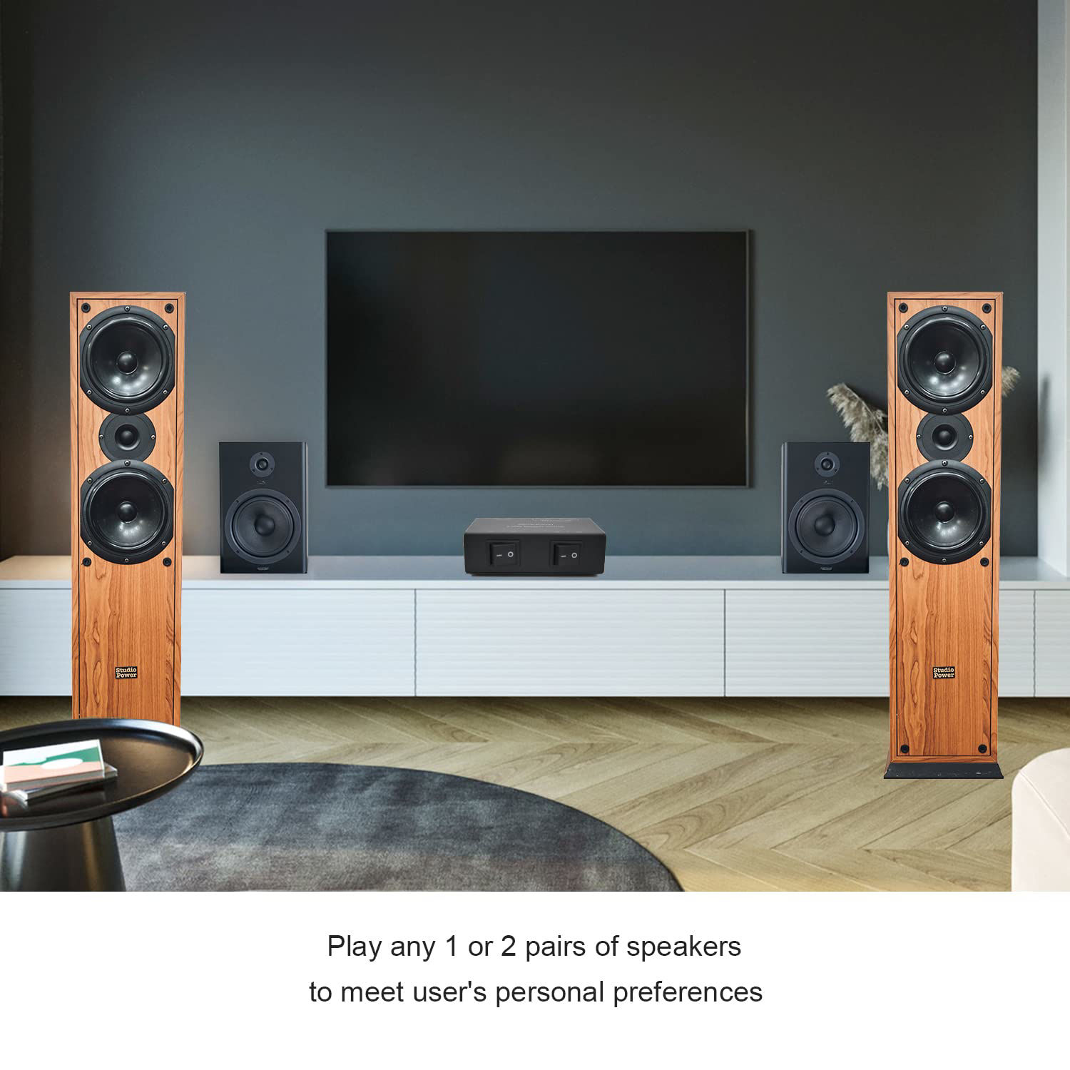 GetUSCart- SENWIKATIN 2-Way Speaker Selector, Passive 2 Zone Distribution Box 150W / Channel ...