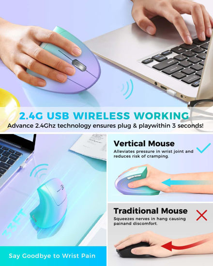 GetUSCart- Lekvey Ergonomic Mouse, Vertical Wireless Mouse Rechargeable ...