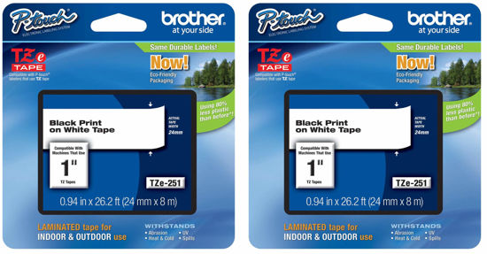 GetUSCart- Brother Genuine P-Touch 2-Pack TZe-251 Laminated Tape, Black ...