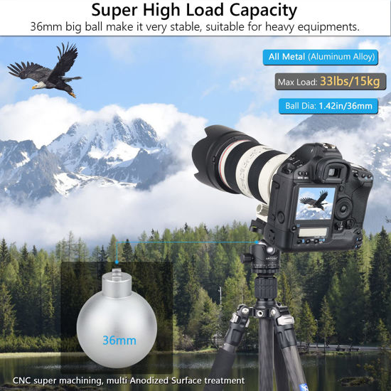 GetUSCart- Low Profile Ball Head 36mm Stability Panoramic Tripod Head ...