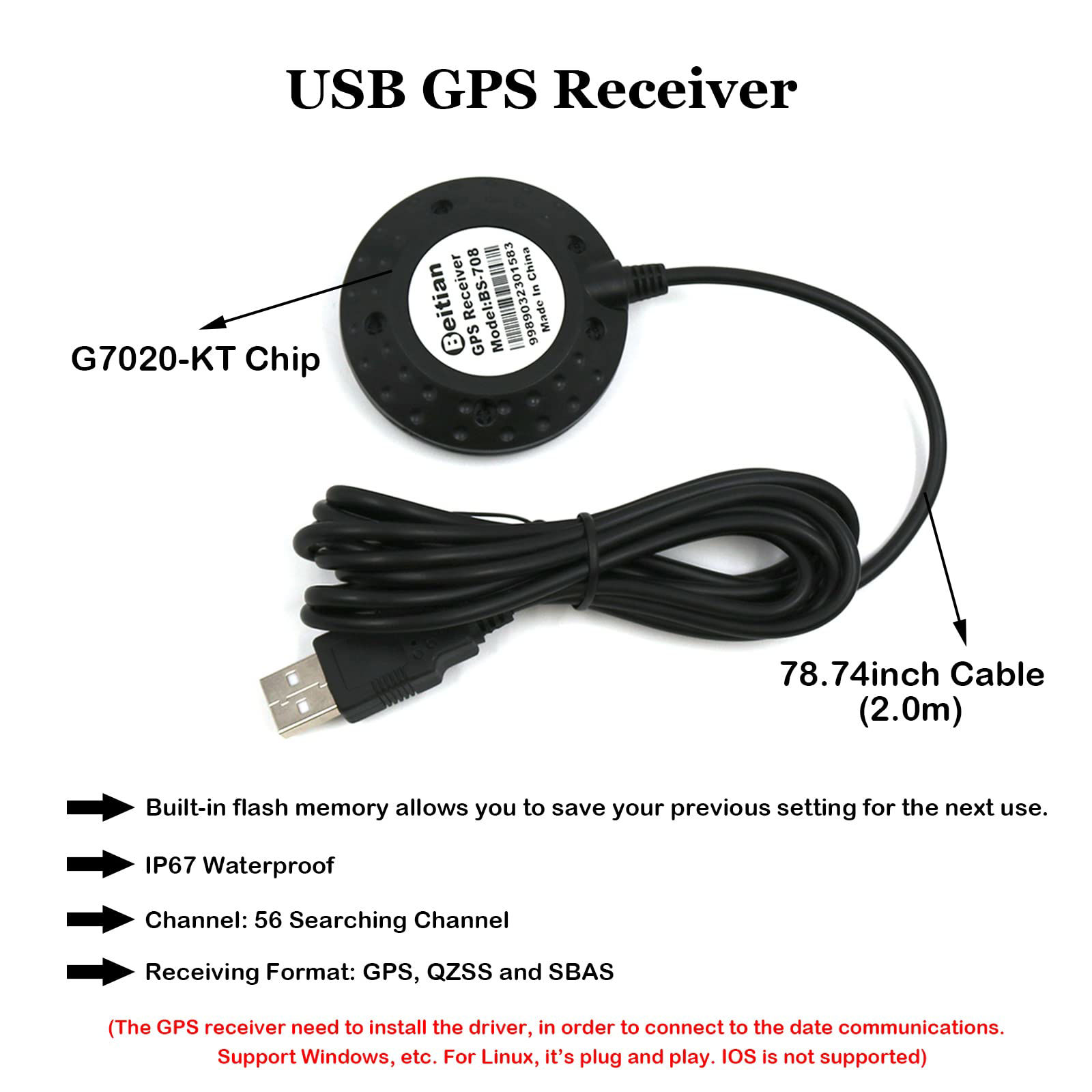 GetUSCart- Geekstory BS-708 G-Mouse USB GPS Dongle Navigation Module G7020-KT Chip External GPS ...