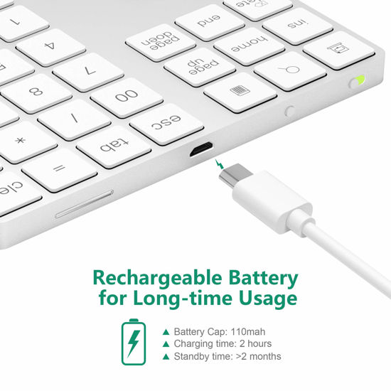 GetUSCart- Bluetooth Numeric Keypad with Multiple Shortcuts 34-Keys ...