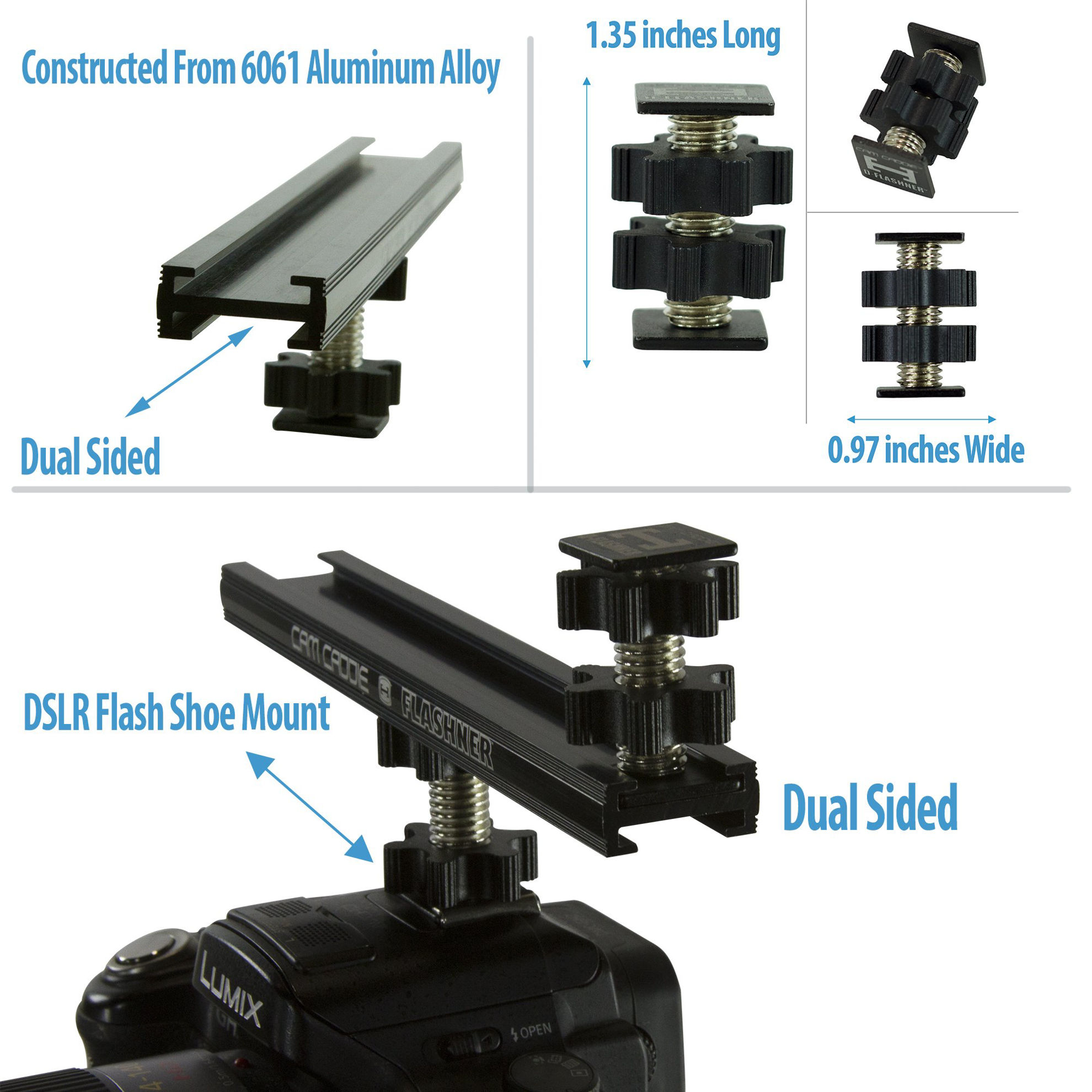 GetUSCart- 8 Inch Cold Shoe Extension Bracket - Dual Sided Camera Flash ...