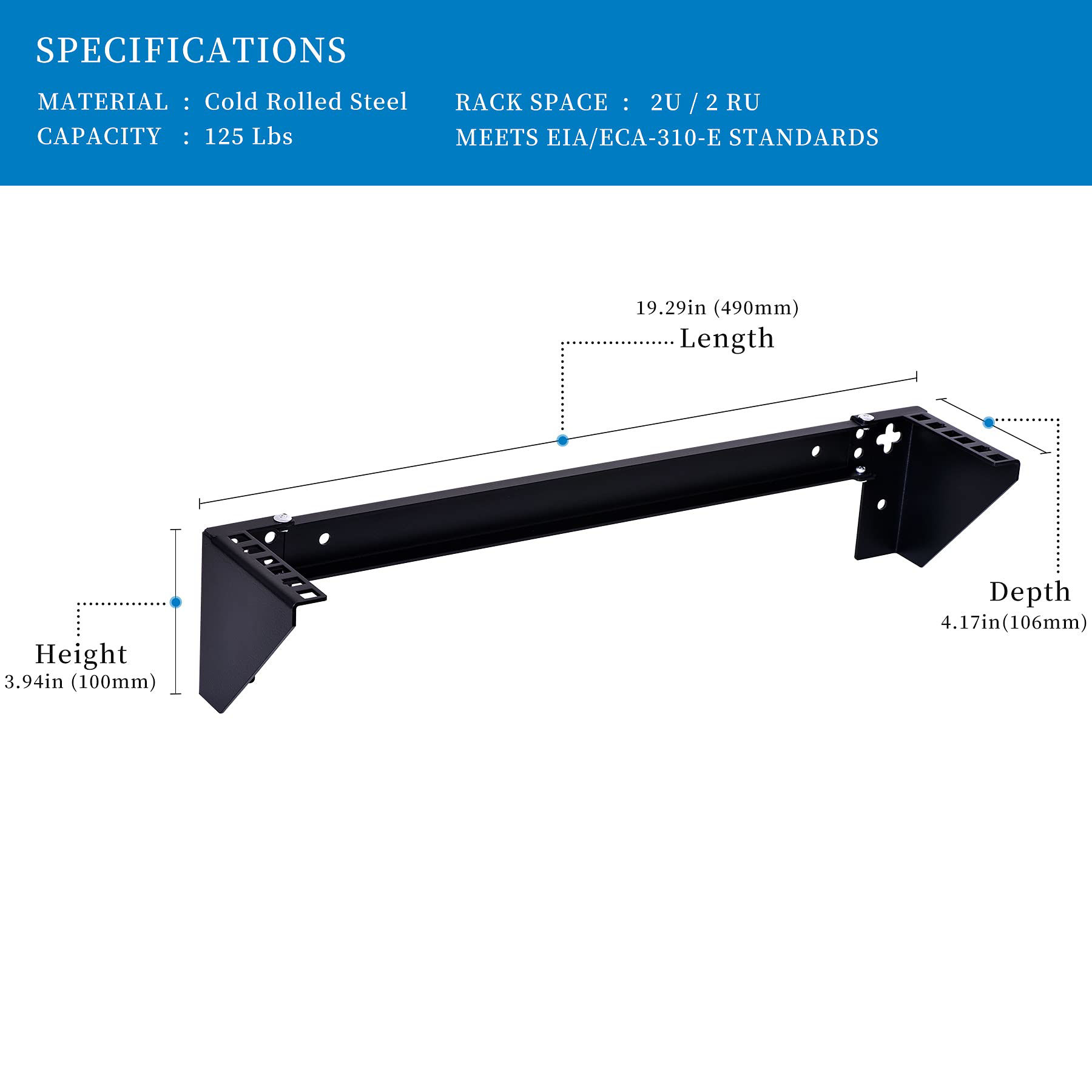 GetUSCart- RackPath 2U Vertical Wall Mount Rack - Heavy Duty 125lbs ...