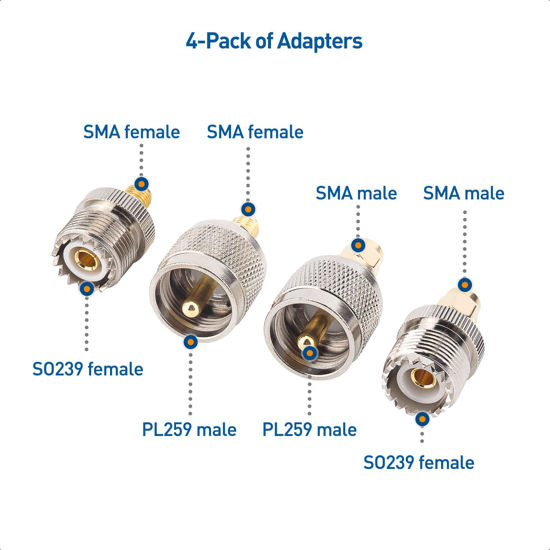 GetUSCart- Cable Matters 4-Pack SMA to UHF Adapter Kit, UHF to SMA ...