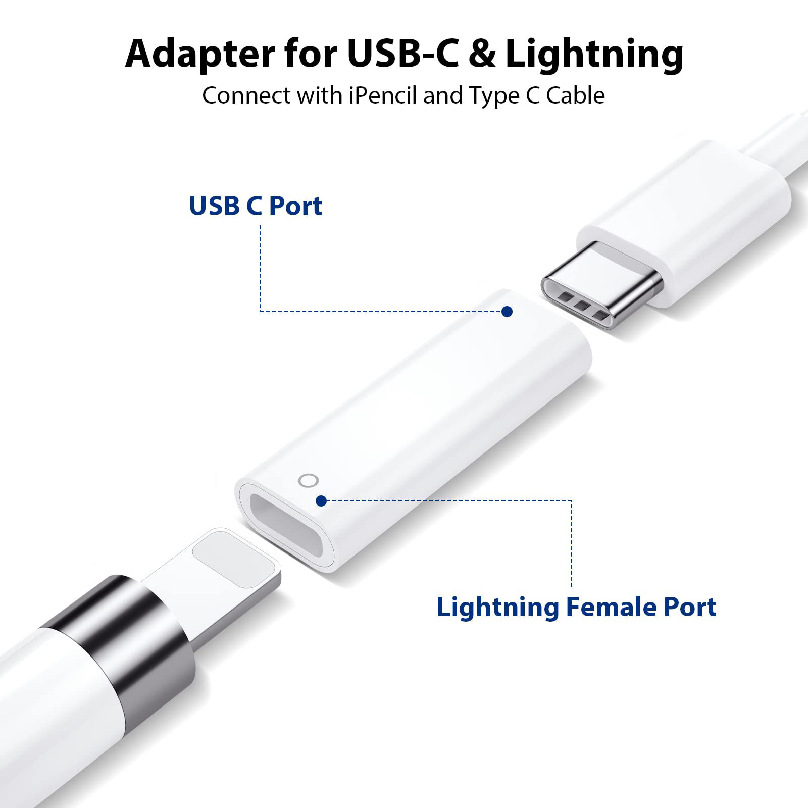 GetUSCart- Jiunai Adapter Compatible with Apple Pencil 1st Gen USB-C to ...