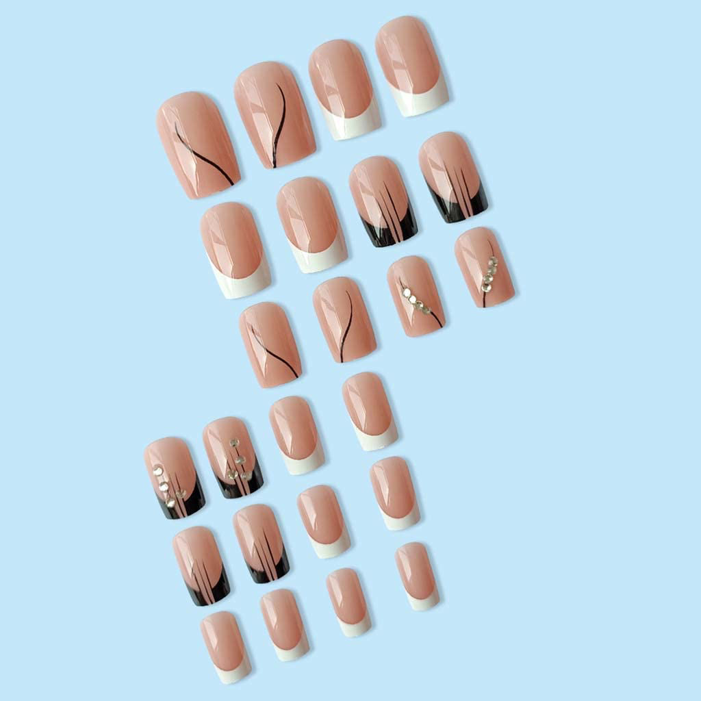 Getuscart Rikview French Tip Press On Nails Medium Acrylic Nails White