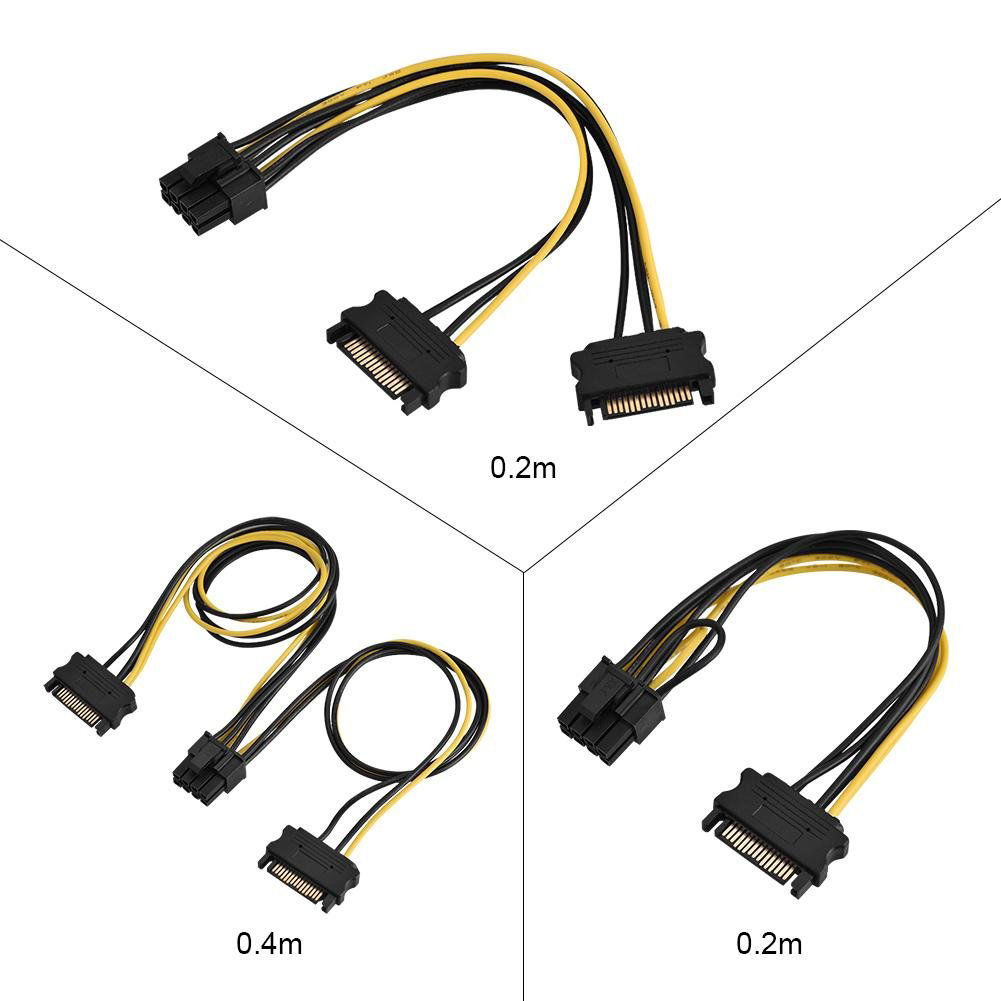 GetUSCart- DEWIN PCI Express Power Cable, 15 Pin Dual SATA Male to 8 ...