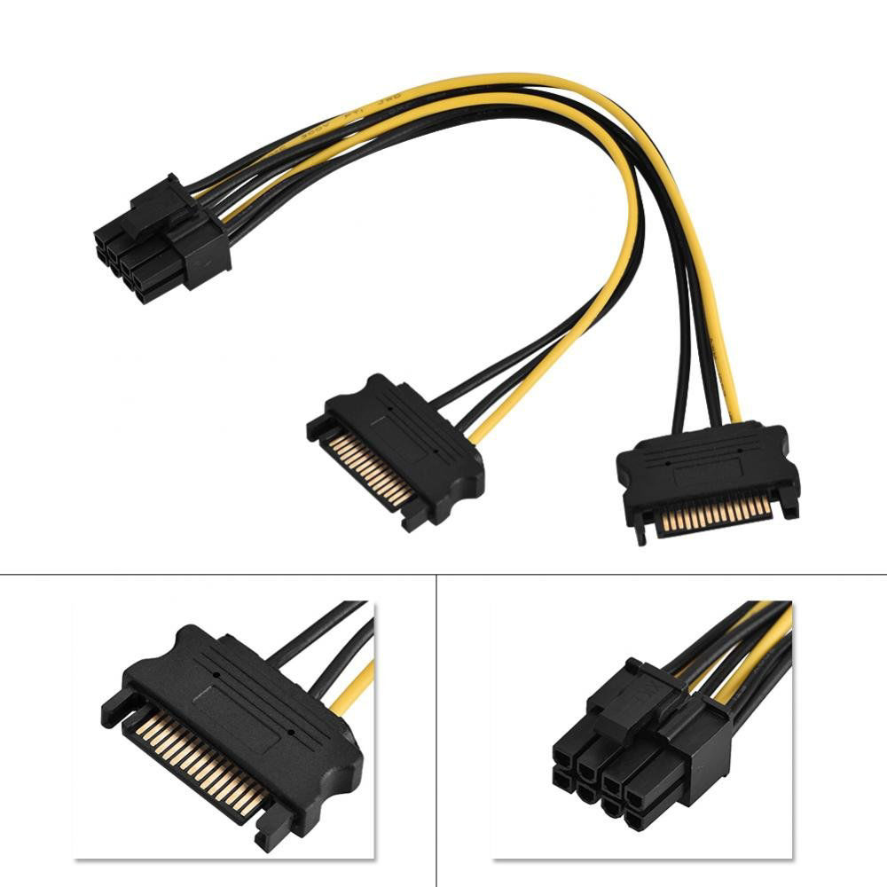 GetUSCart- DEWIN PCI Express Power Cable, 15 Pin Dual SATA Male to 8 ...