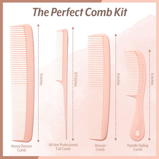 GetUSCart- Mars Wellness 4 Piece Professional Comb Set Peach Pastel ...