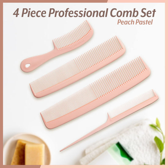 GetUSCart- Mars Wellness 4 Piece Professional Comb Set Peach Pastel ...