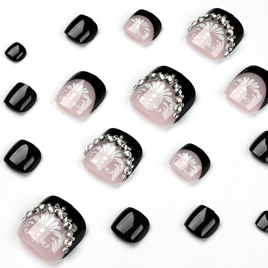 GetUSCart- Sunjasmine Square Press on Toenails, Glossy Fake Toe Nails ...