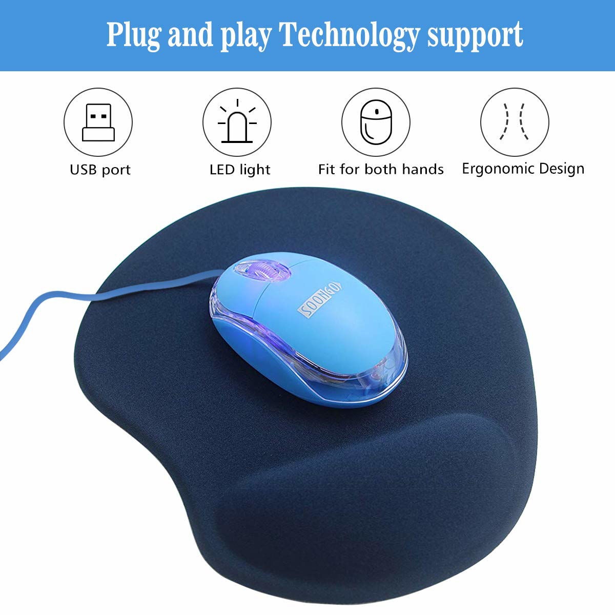 GetUSCart- Kids Mouse for Laptop USB Ergonomic Mouse Wired Optical Mice ...