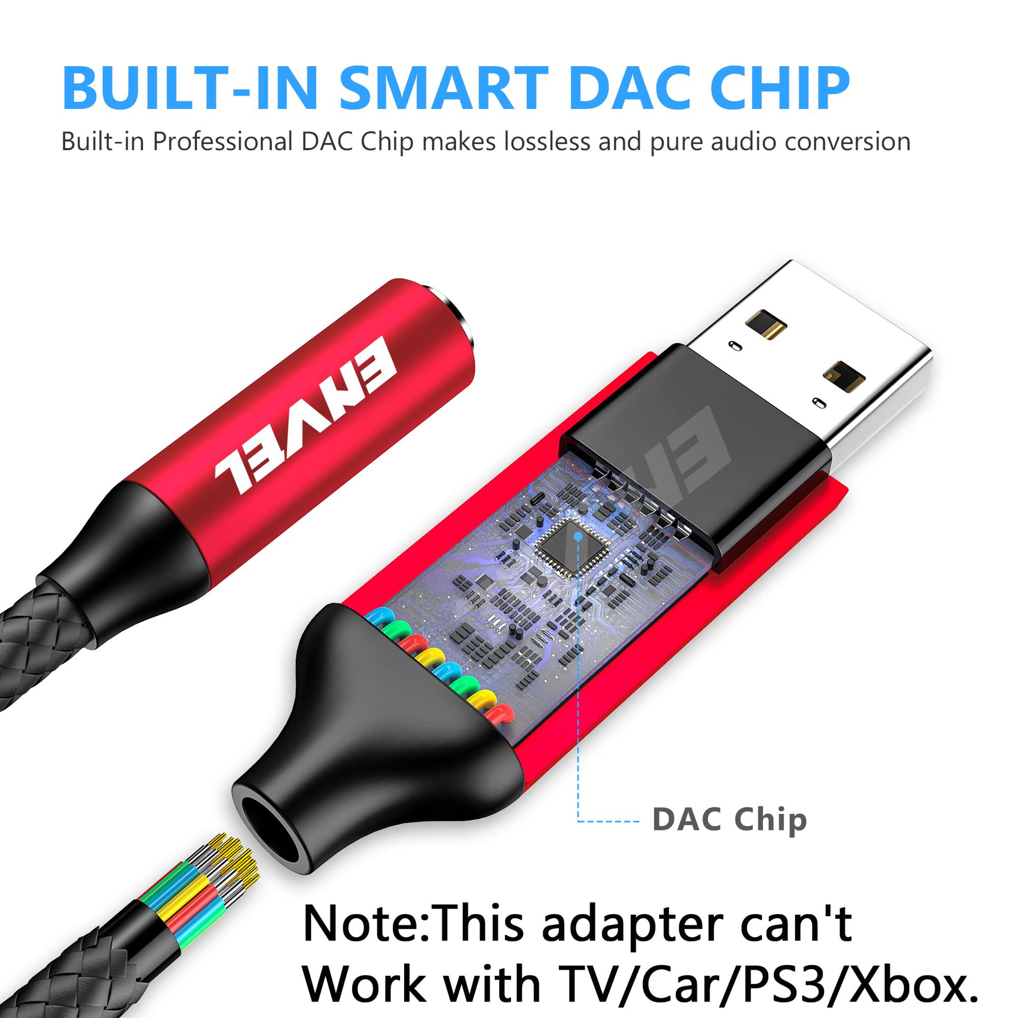 GetUSCart- ENVEL USB to 3.5mm Jack Audio Adapter, Built-in Chip Sound ...