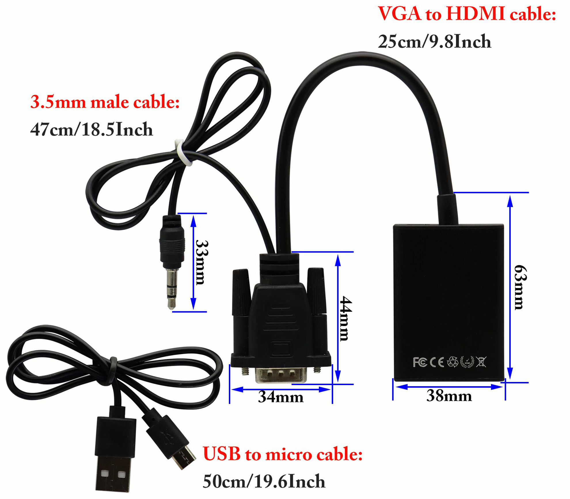 GetUSCart- zdyCGTime VGA to HDMI Converter Adapter, Output 1080P VGA ...