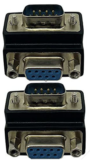 GetUSCart- Dafensoy RS232 DB9 Pin Male to Female 90 Degree Changer Coupler Adapte Connecter 2-Pack