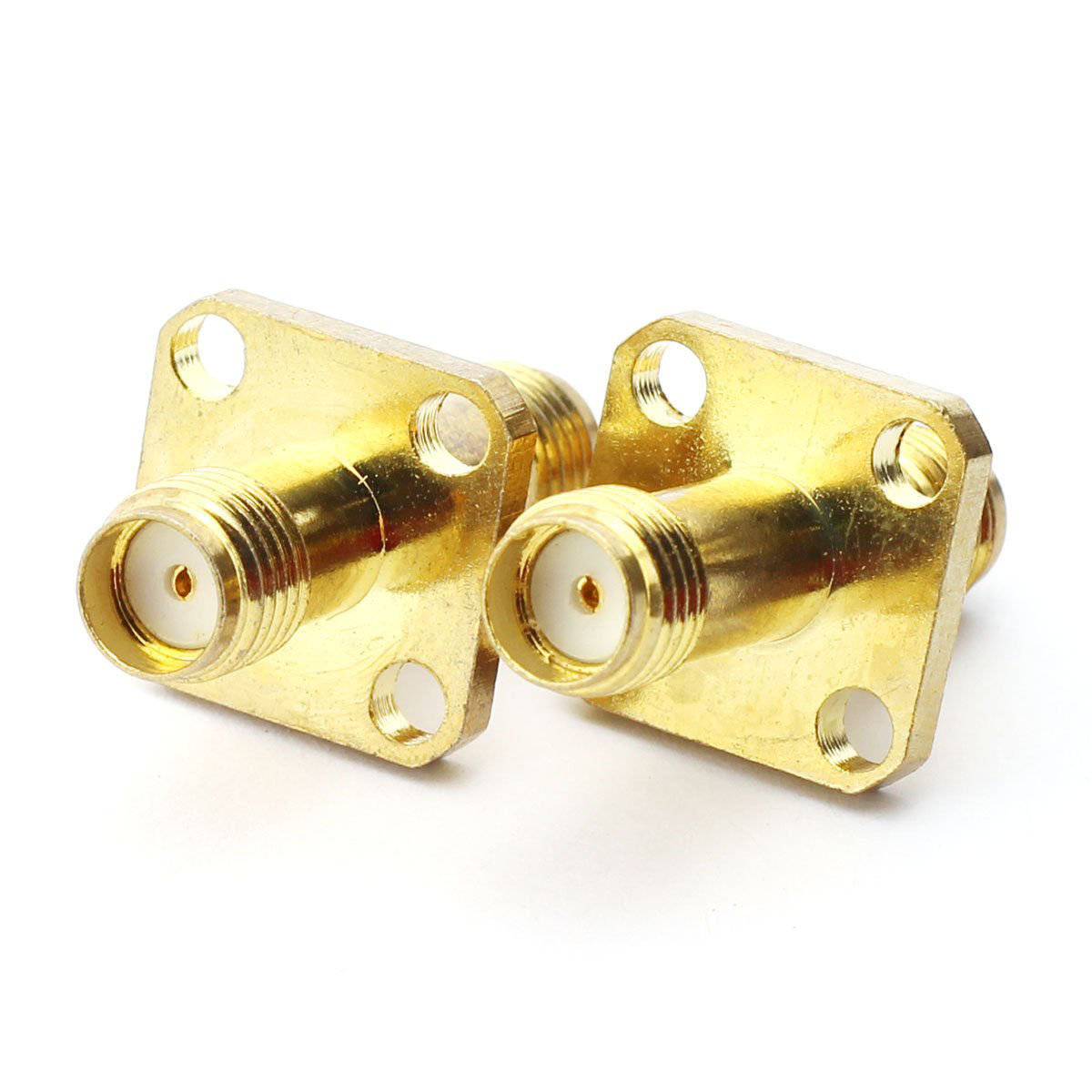 GetUSCart- Maxmoral 2PCS SMA Female to SMA Female Connector with 4-Hole Flange RF Coax Coaxial ...