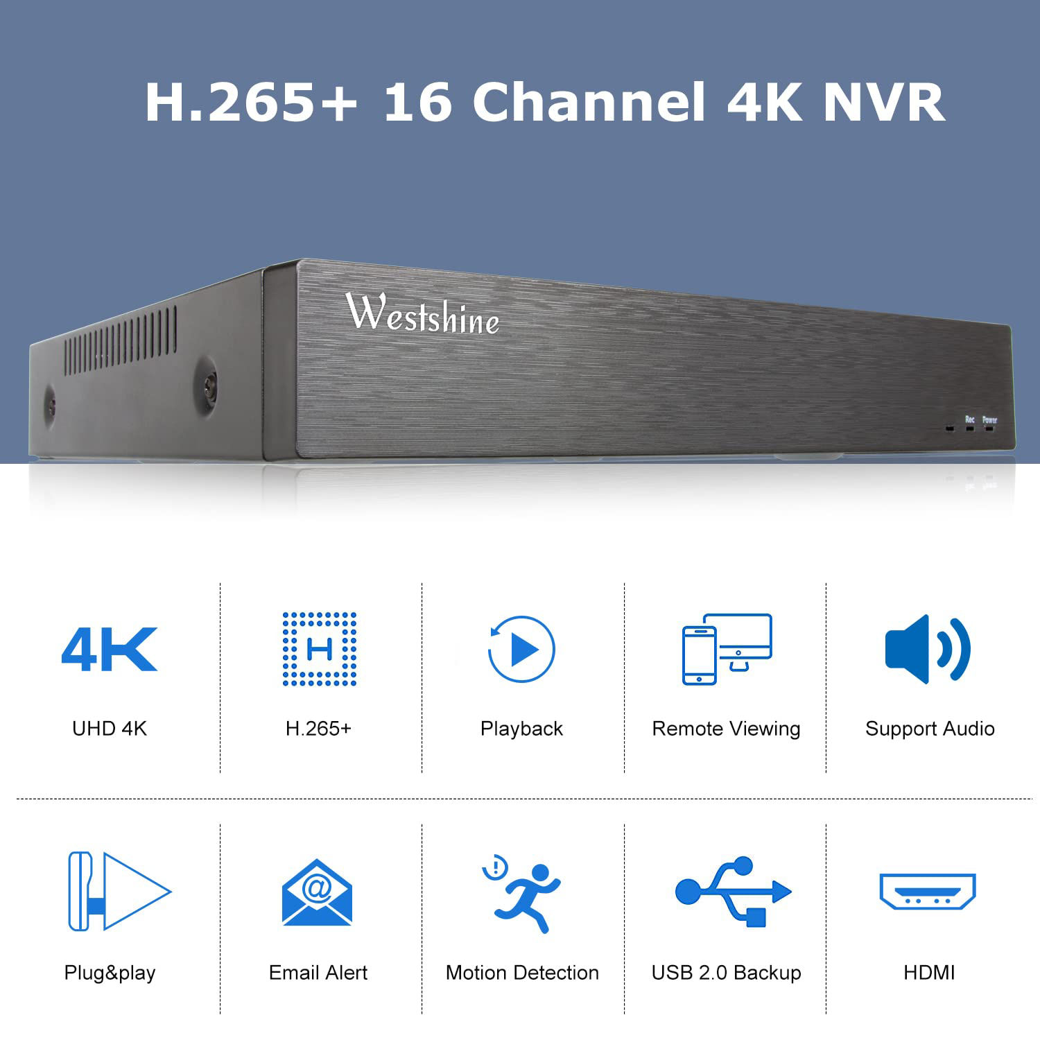 GetUSCart- Westshine 4K NVR 16-Channel Surveillance Network Video ...